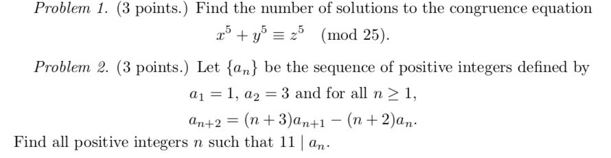 Solved Problem 1. (3 points.) Find the number of solutions | Chegg.com