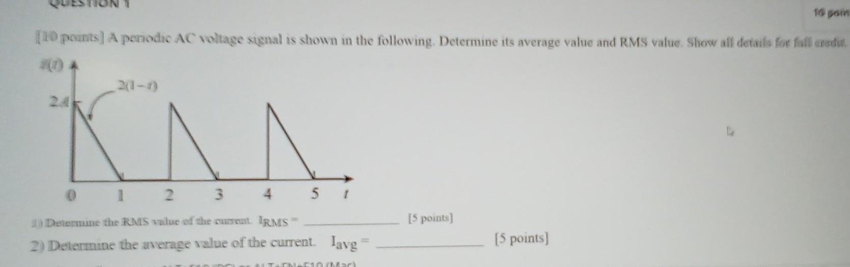 Solved PROBLEM 2 [10 points] A square wave AC voltage | Chegg.com