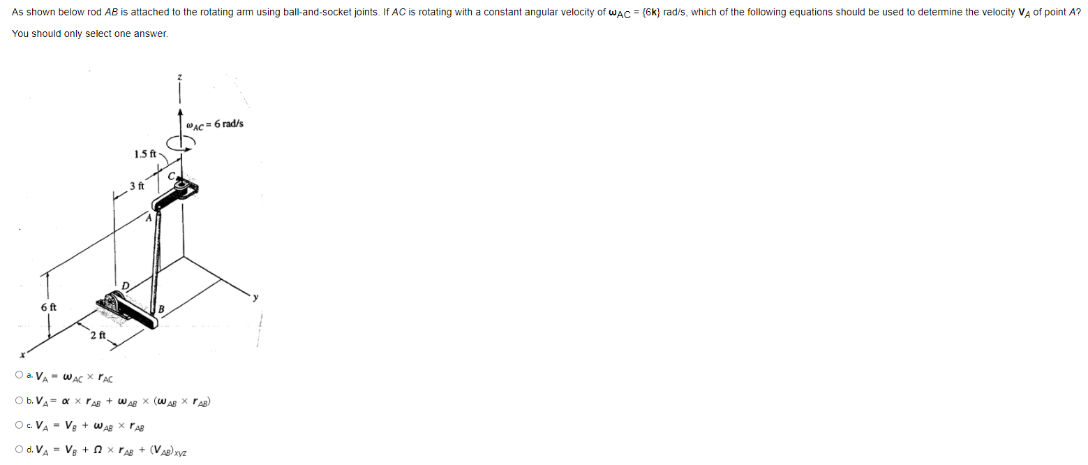 Solved As shown below rod AB is attached to the rotating arm | Chegg.com