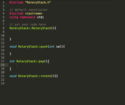 Solved push and pop and rotate implementation for c++ please | Chegg.com