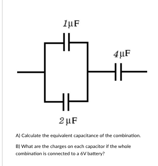 Solved 1μF 4uF HE HE 2uF A) Calculate the equivalent | Chegg.com