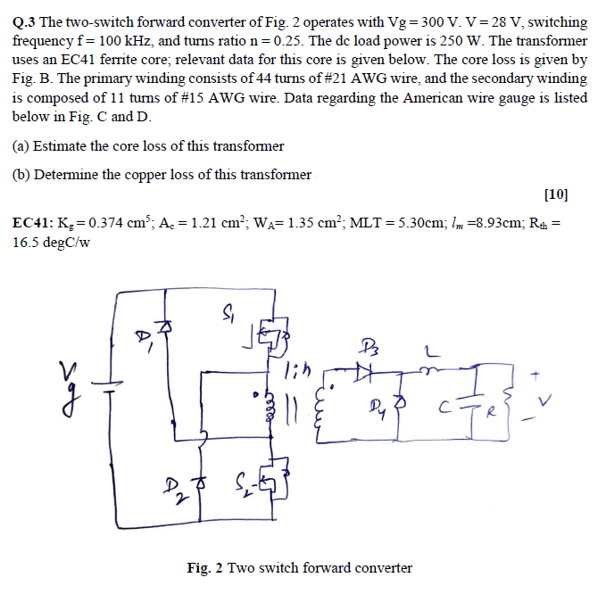 Solved Q.3 The two-switch forward converter of Fig. 2 | Chegg.com