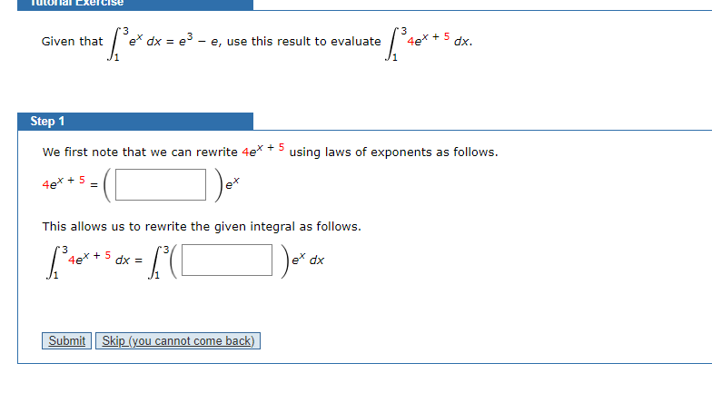 Solved Given that 3 1 ex dx = e3 − e, use this result to | Chegg.com