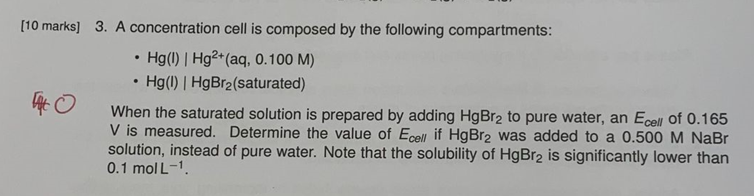 Solved - Hg(I)∣Hg2+(aq,0.100M) - Hg(I)∣HgBr2 (saturated) | Chegg.com
