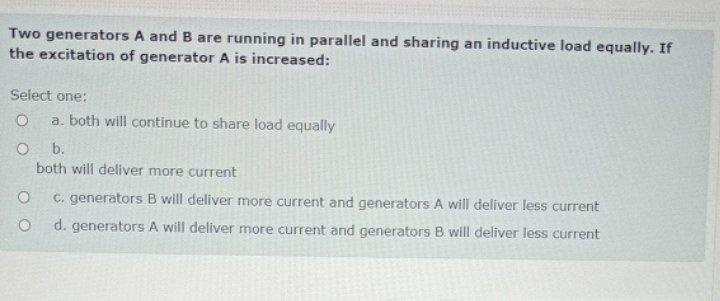Solved Two generators A and B are running in parallel and | Chegg.com