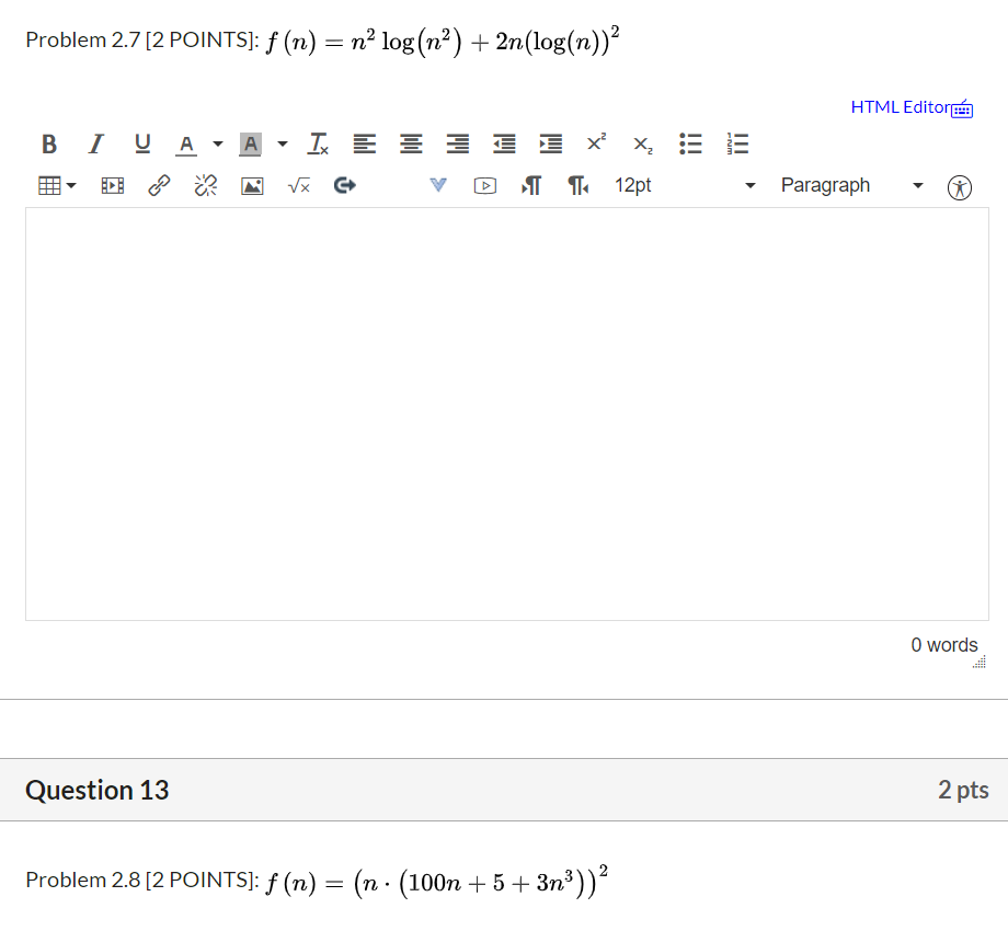 Solved Problem 2 [20 POINTS]: Big-Oh Time Complexity | Chegg.com