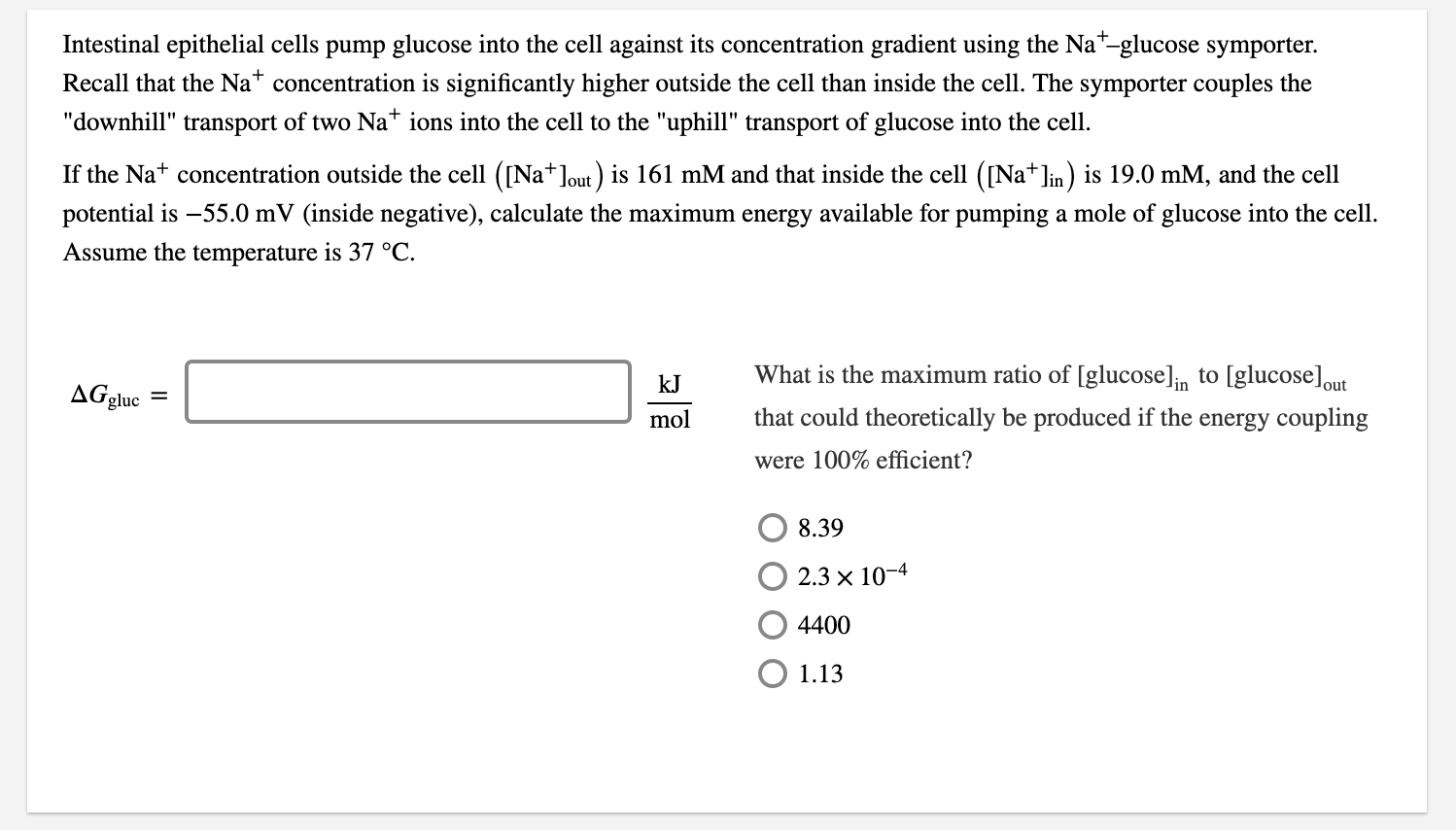 Solved If the Na+Na+ concentration outside the cell | Chegg.com