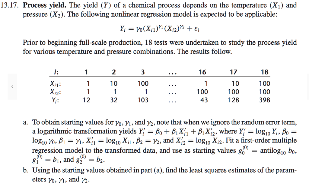 Solved 13.17. Process yield. The yield (Y) of a chemical | Chegg.com