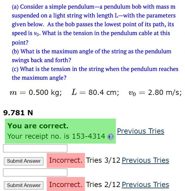 Solved (a) Consider a simple pendulum - a pendulum bob with | Chegg.com