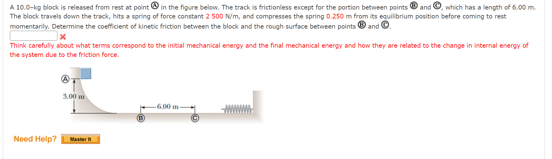 Solved A 10.0−kg block is released from rest at point (A) in | Chegg.com