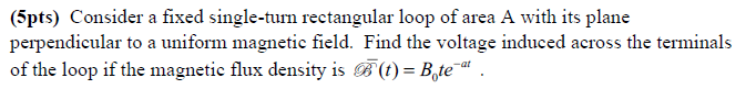 (5pts) Consider a fixed single-turn rectangular loop | Chegg.com
