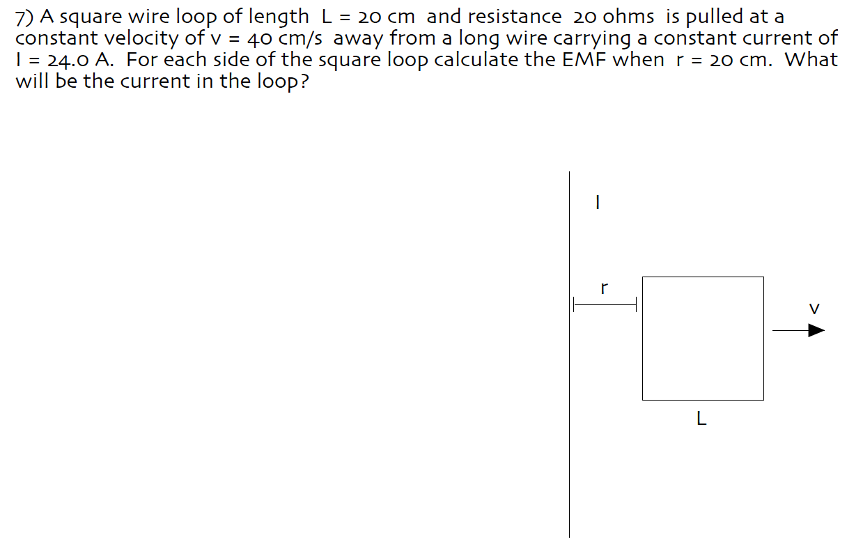 Solved 7) A square wire loop of length L = 20 cm and | Chegg.com