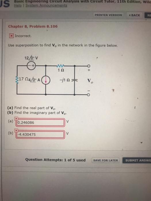 Solved Basic Engineering Circuit Analysis With Circuit Chegg