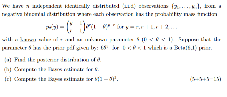 Solved We have n independent identically distributed (i.i.d) | Chegg.com