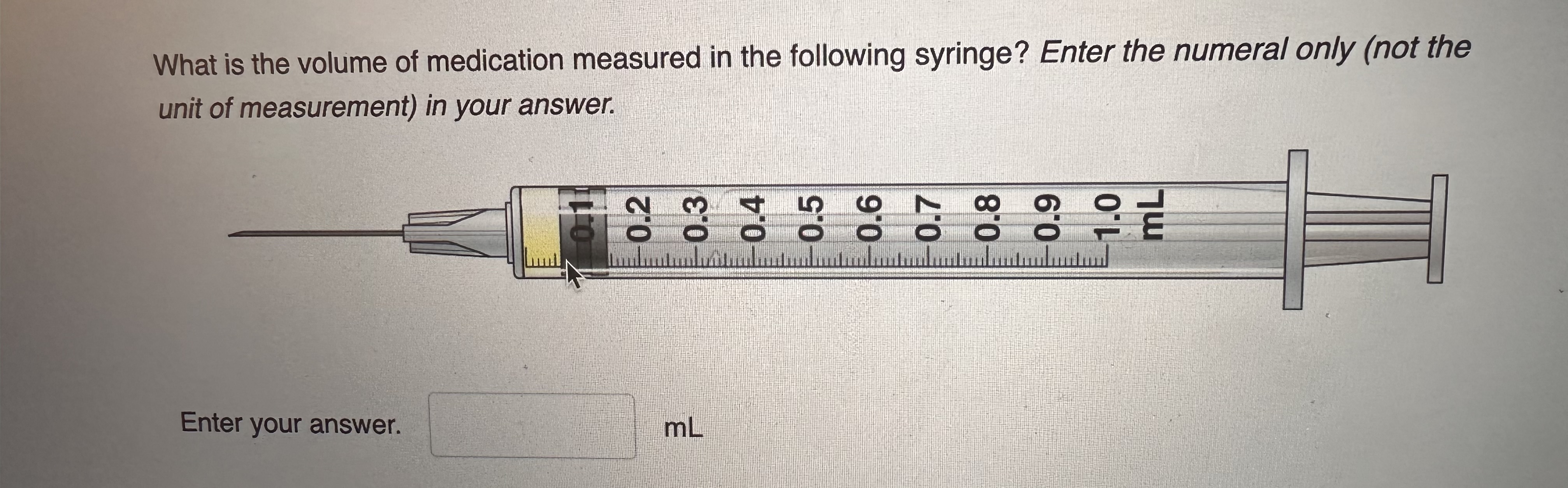 Solved What is the volume of medication measured in the | Chegg.com