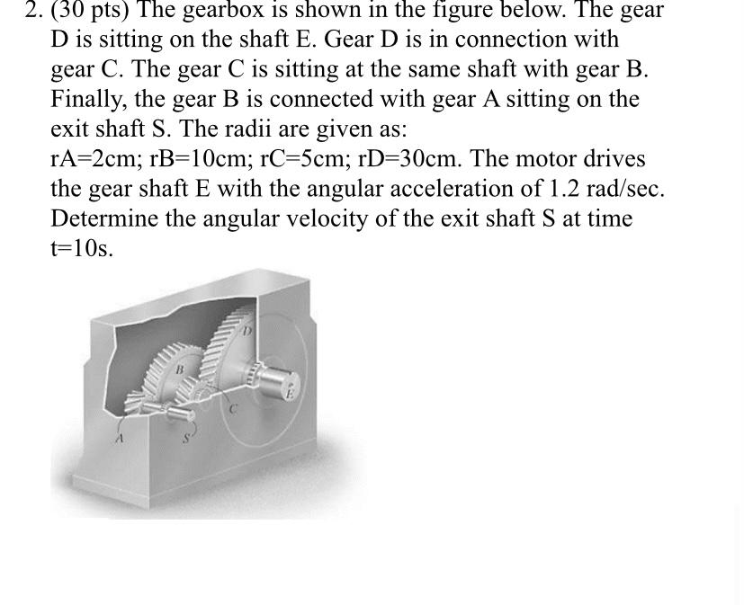 Solved 2. (30 pts) The gearbox is shown in the figure below. | Chegg.com