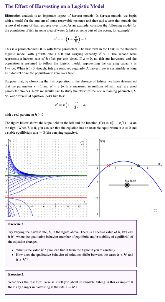 Solved The Effect of Harvesting on a Logistic | Chegg.com
