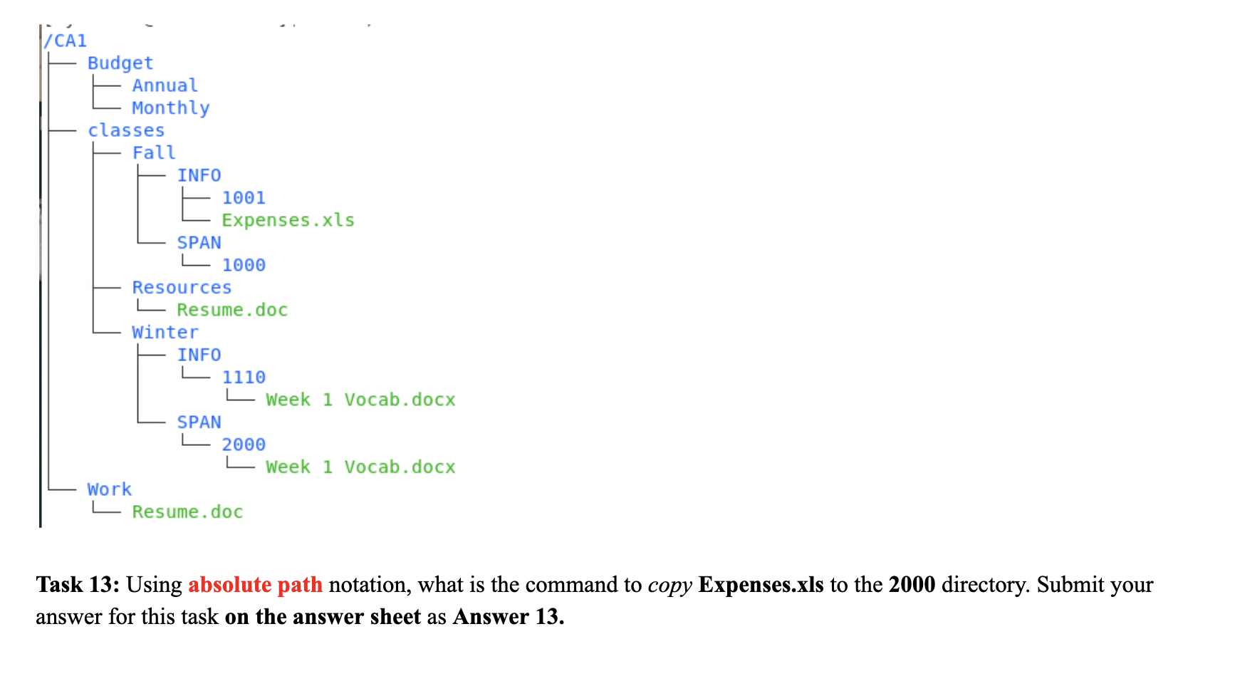 Solved Task 1: What is the absolute path for the Resume.doc | Chegg.com