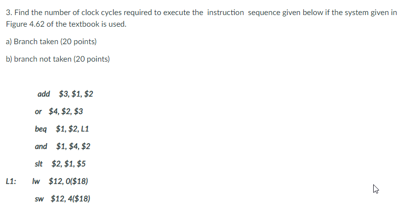 Solved 3. Find the number of clock cycles required to | Chegg.com
