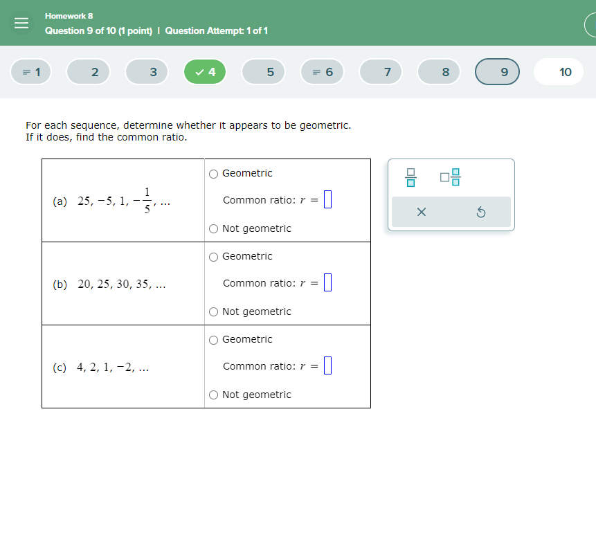 Solved 9. ﻿For each sequence, determine whether it appears | Chegg.com