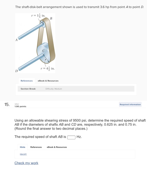 Solved The shaft-disk-belt arrangement shown is used to | Chegg.com