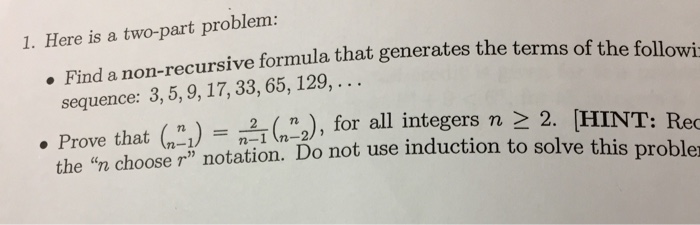 Solved 1. Here is a two-part problem: .Find a non-recursive | Chegg.com
