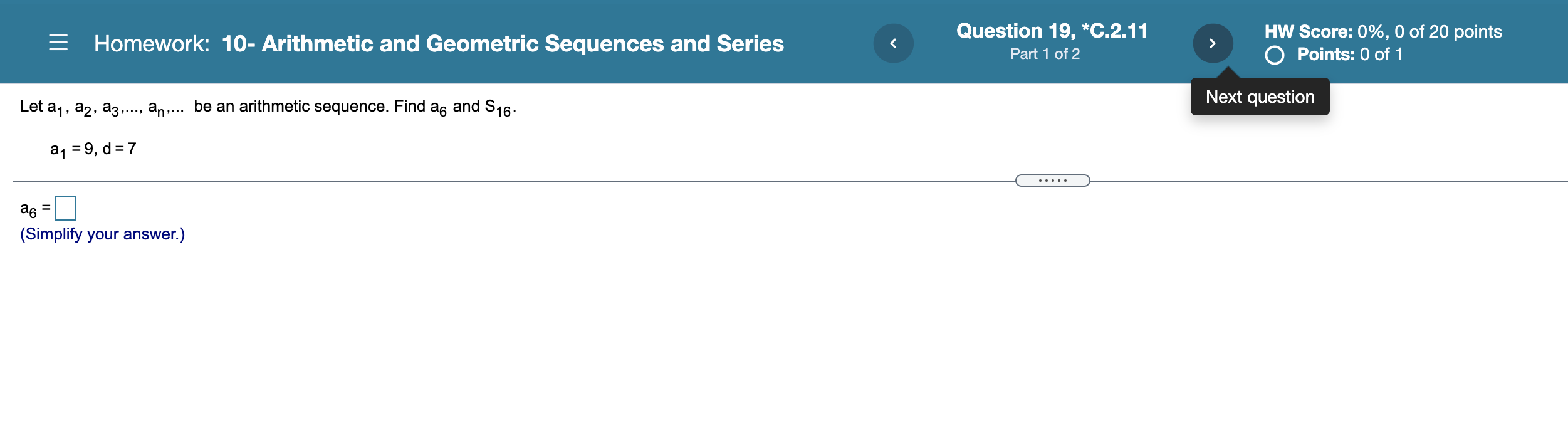 Solved = Homework: 10- Arithmetic and Geometric Sequences | Chegg.com