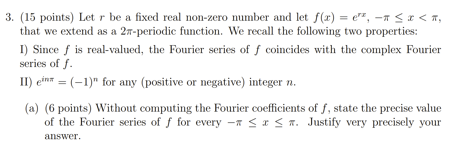 Solved (15 points) Let r be a fixed real non-zero number and | Chegg.com