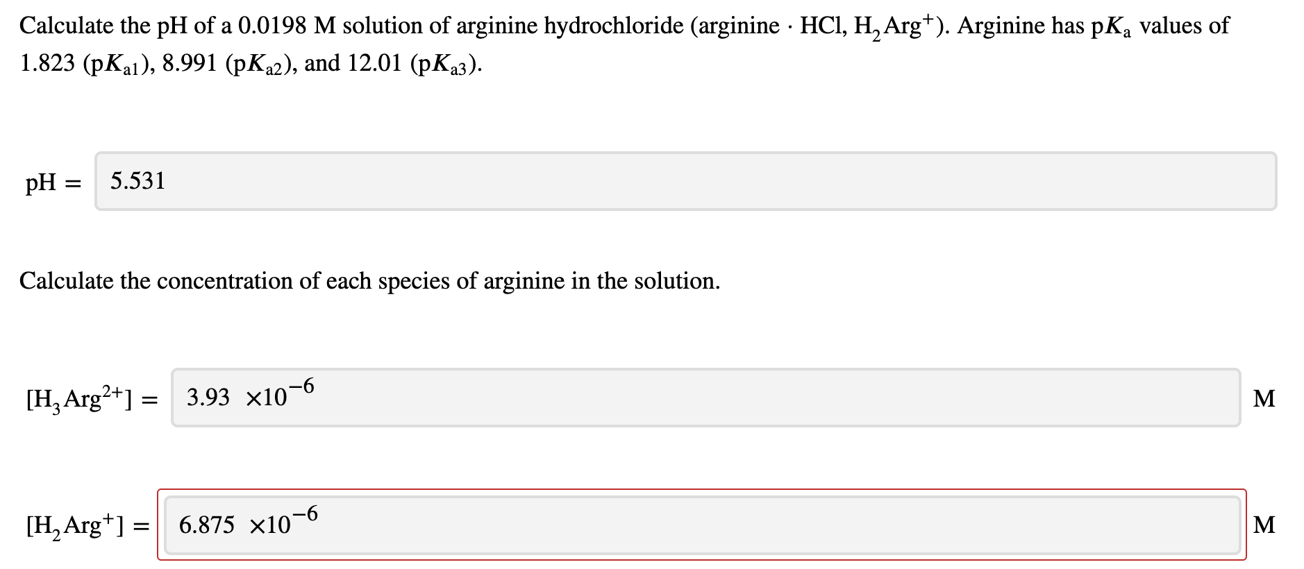 Solved Calculate the pH of a 0.0198 M solution of arginine | Chegg.com