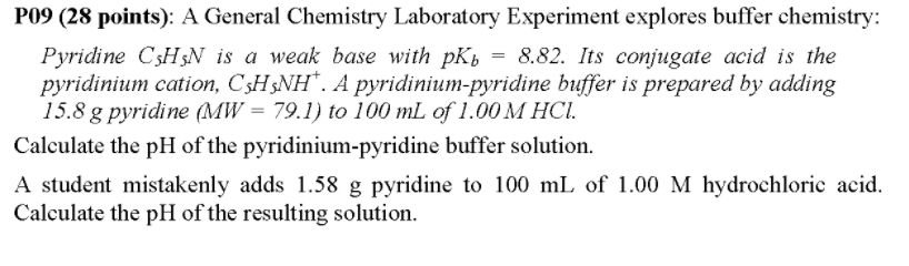 Solved PO9 (28 points): A General Chemistry Laboratory | Chegg.com