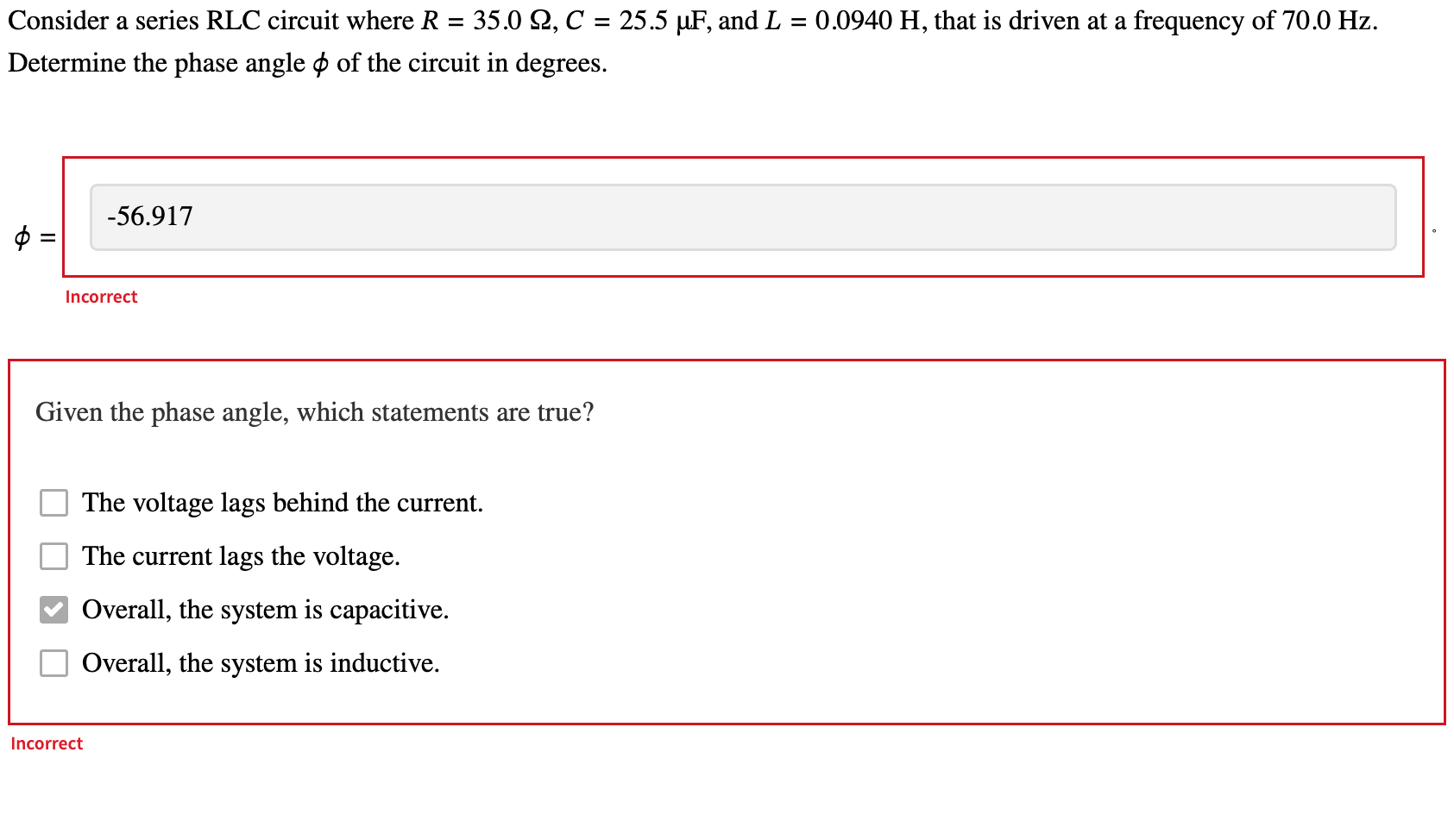 Solved Consider a series RLC circuit where R=35.0Ω,C=25.5μF, | Chegg.com