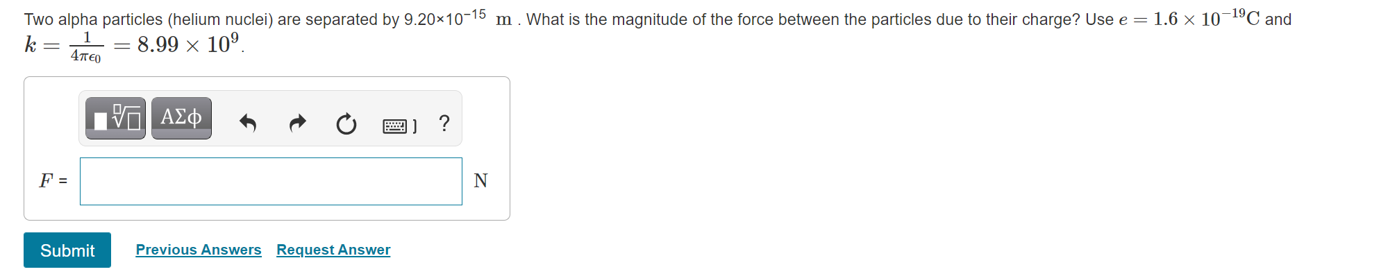Solved Two alpha particles (helium nuclei) are separated by | Chegg.com