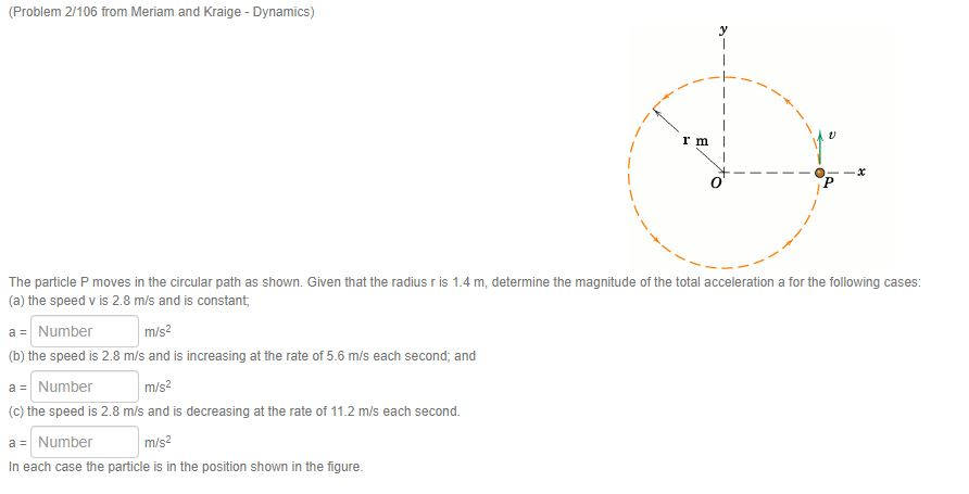 Solved (Problem 2/106 from Meriam and Kraige Dynamics) r m | Chegg.com