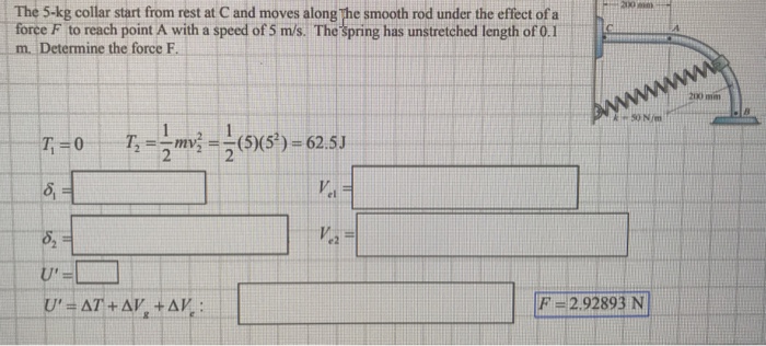 Solved The 5-kg collar start from rest at C and moves along | Chegg.com