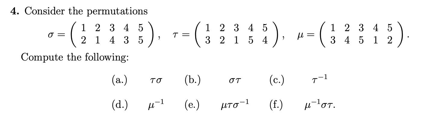 Solved 4. Consider the permutations | Chegg.com