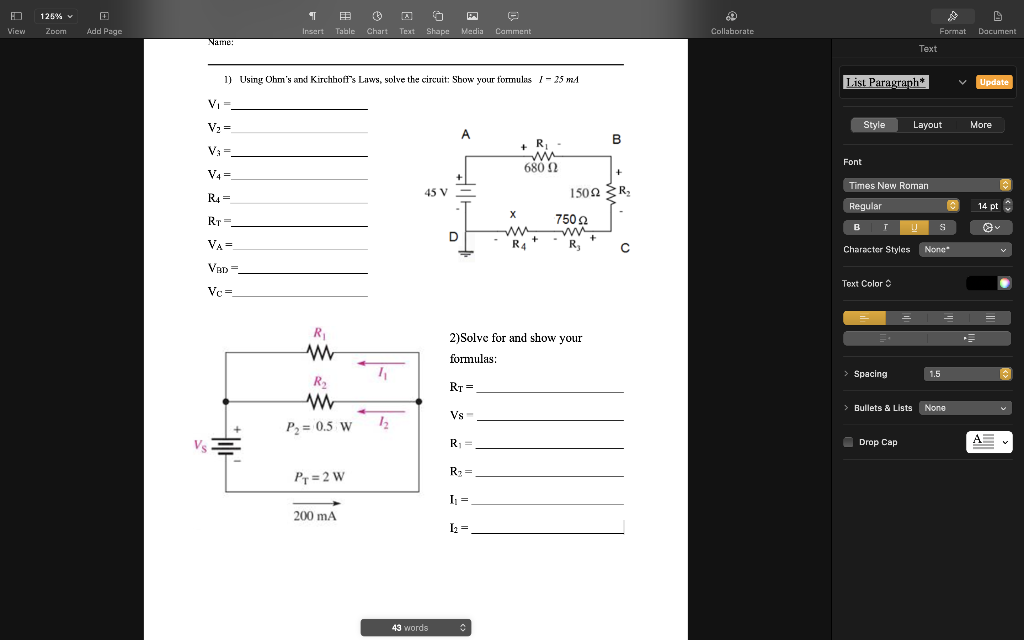Solved 125% % Zoom 1 Insert Table Chart View Add Page Text | Chegg.com