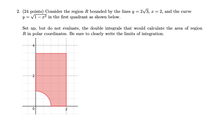 Solved (24 points) Consider the region R bounded by the | Chegg.com