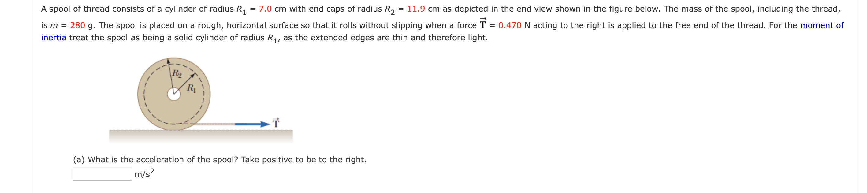 Solved inertia treat the spool as being a solid cylinder of | Chegg.com