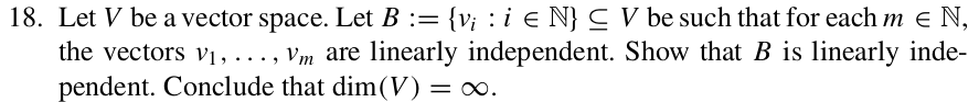 Solved 8. Let V be a vector space. Let B:={vi:i∈N}⊆V be such | Chegg.com