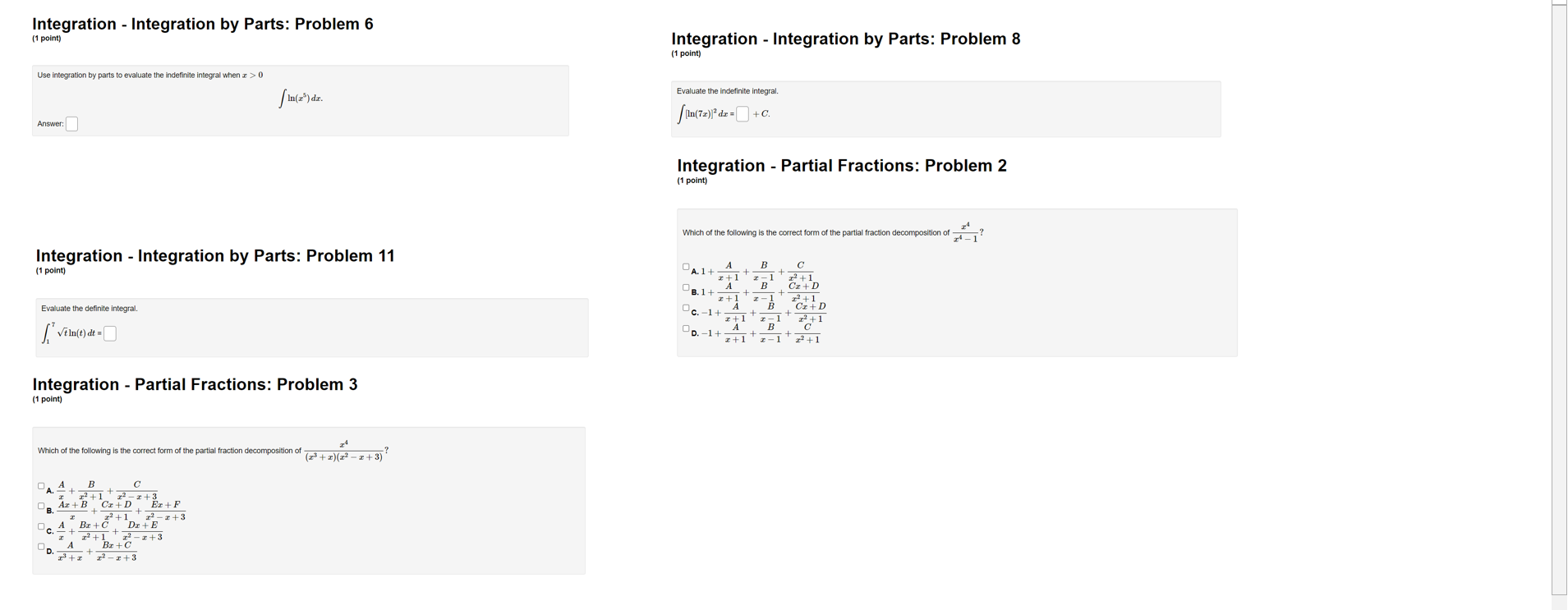 Solved Integration - Integration by Parts: Problem 6 (1 | Chegg.com
