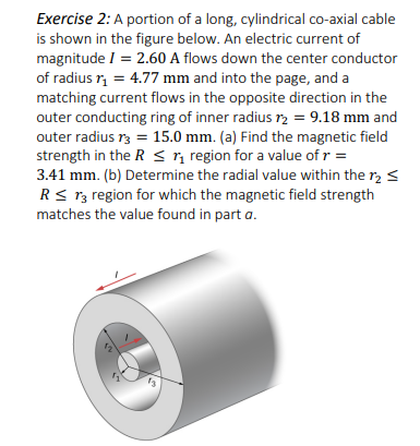 Exercise 2: A portion of a long, cylindrical co-axial | Chegg.com
