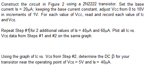 Construct the circuit in Figure 2 using a 2N2222 | Chegg.com