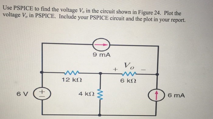 Solved Use PSPICE to find the voltage Vo in the circuit | Chegg.com