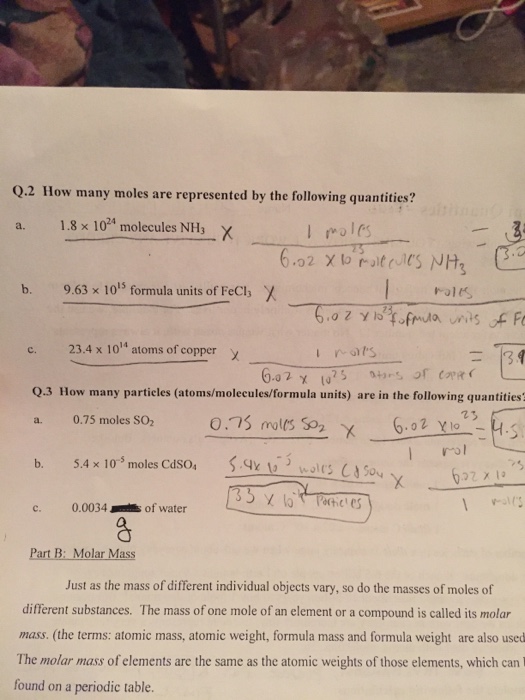 Solved How many moles are represented by the following | Chegg.com