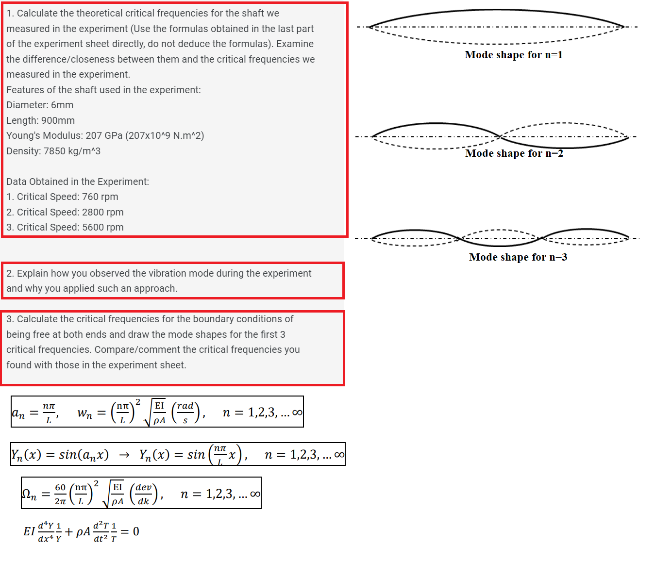Solved Calculate the theoretical critical frequencies for | Chegg.com