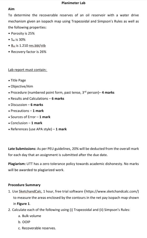 Planimeter Lab Aim To determine the recoverable | Chegg.com