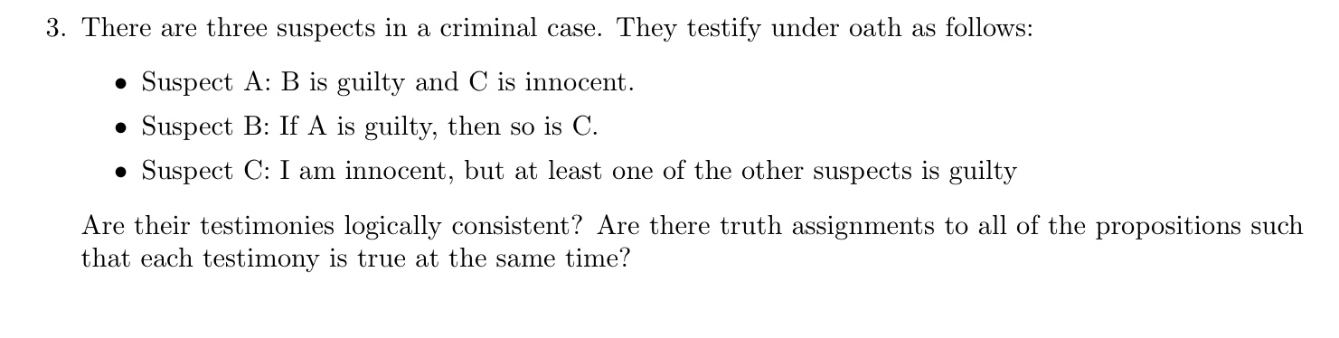 Solved 3. There are three suspects in a criminal case. They | Chegg.com