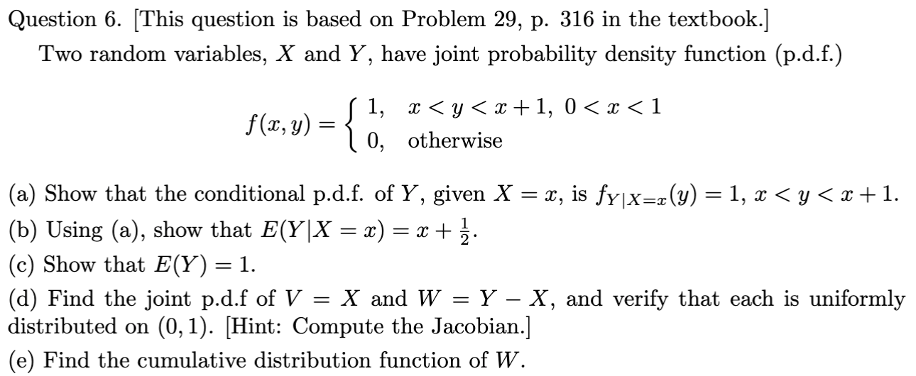 Solved Question 6. (This question is based on Problem 29, p. | Chegg.com