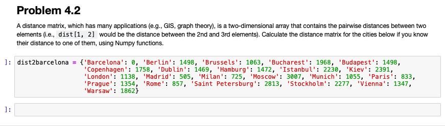 Problem 4.2 A distance matrix, which has many | Chegg.com
