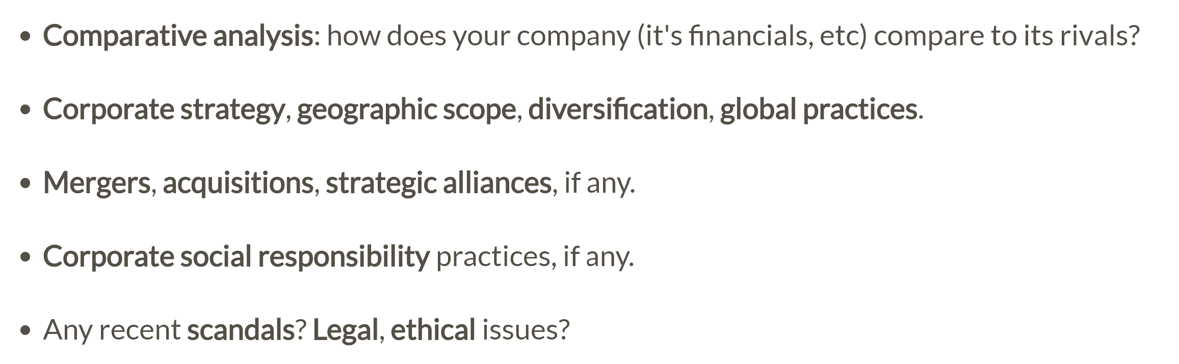Solved - Comparative analysis: how does your company (it's | Chegg.com
